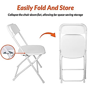 Signature Folding Plastic Chair with 500-Pound Capacity, White, 2-Pack