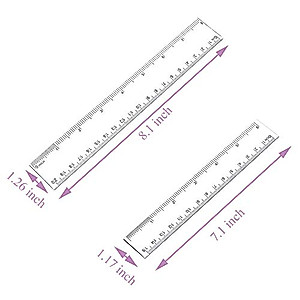 Sowaka 2 Pcs Ruler Plastic Clear Sraight Measuring Tool 6 Inch 8 Inch Transparent Drafting Tools for Kids Students Classroom Home School Classroom Painting (6 inch - 8 inch)