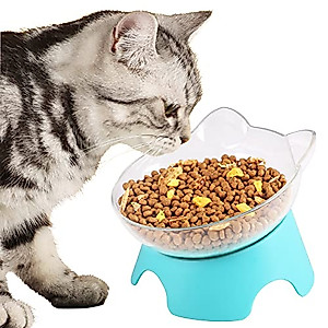 MILIFUN Raised Cat Food Bowls with Stand, Cat Dishes for Food or Water, Cat Tilted Bowl, Pet Dish with Stand (Arcuation-Bule)