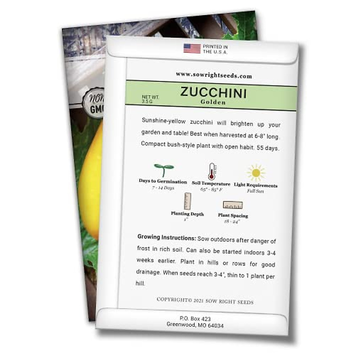 Sow Right Seeds - Golden Zucchini Seeds for Planting - Non-GMO Heirloom Packet with Instructions to Plant and Grow an Outdoor Home Vegetable Garden - Bright Yellow Squash for a Great Gardening Gift