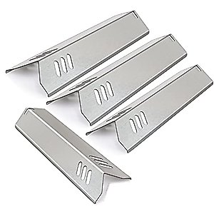 Plowo Stainless Steel Heat Plate Shield Gas Replacement for Dyna-Glo DGF510SBP, Backyard BY13-101-001-13, Uniflame GBC1059WB, BHG Grill Models, 4-Pack BBQ Burner Covers Flame Tamer, 15” x 3 13/16”