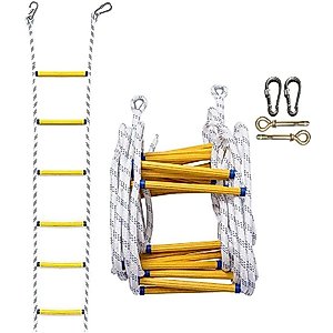 Rope Ladder Emergency Fire Escape Ladder for Kids and Adults 2-10 Story Homes Multi-Purpose Flame Resistant Simple Use with Carabiners