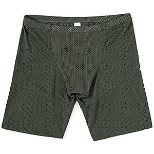 Linemoon Mens Yoga Compression Shorts Mesh Athletic Training Gym Workout Leggings for Cycling Running Swimsuit Army X-Large