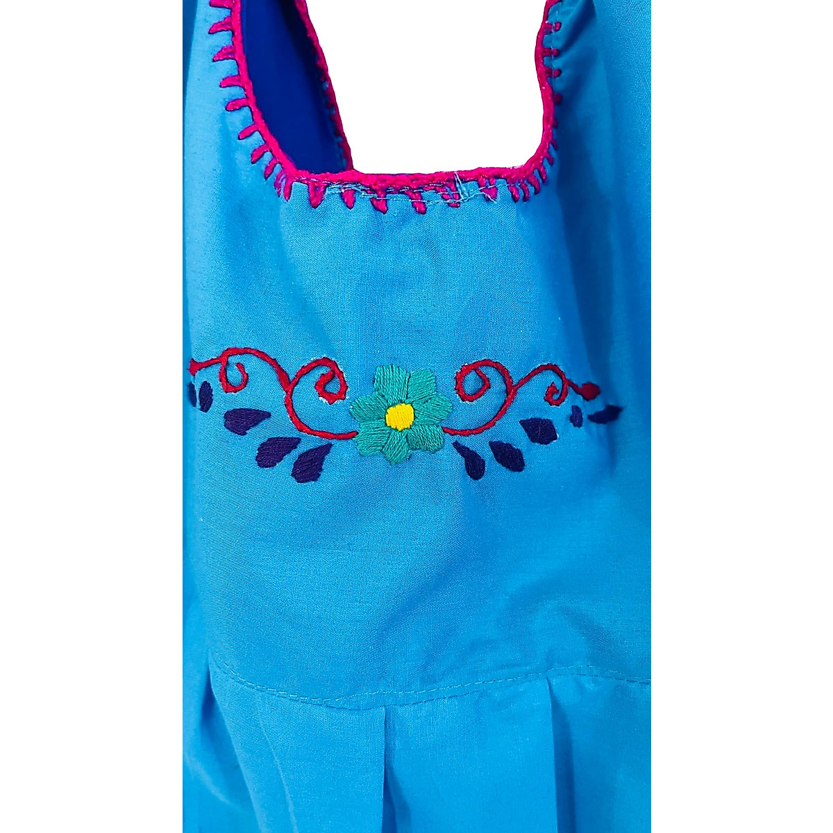 Leos Imports (TM) Hand Embroidered Puebla Mexican Tote Bag (Aqua Multi)