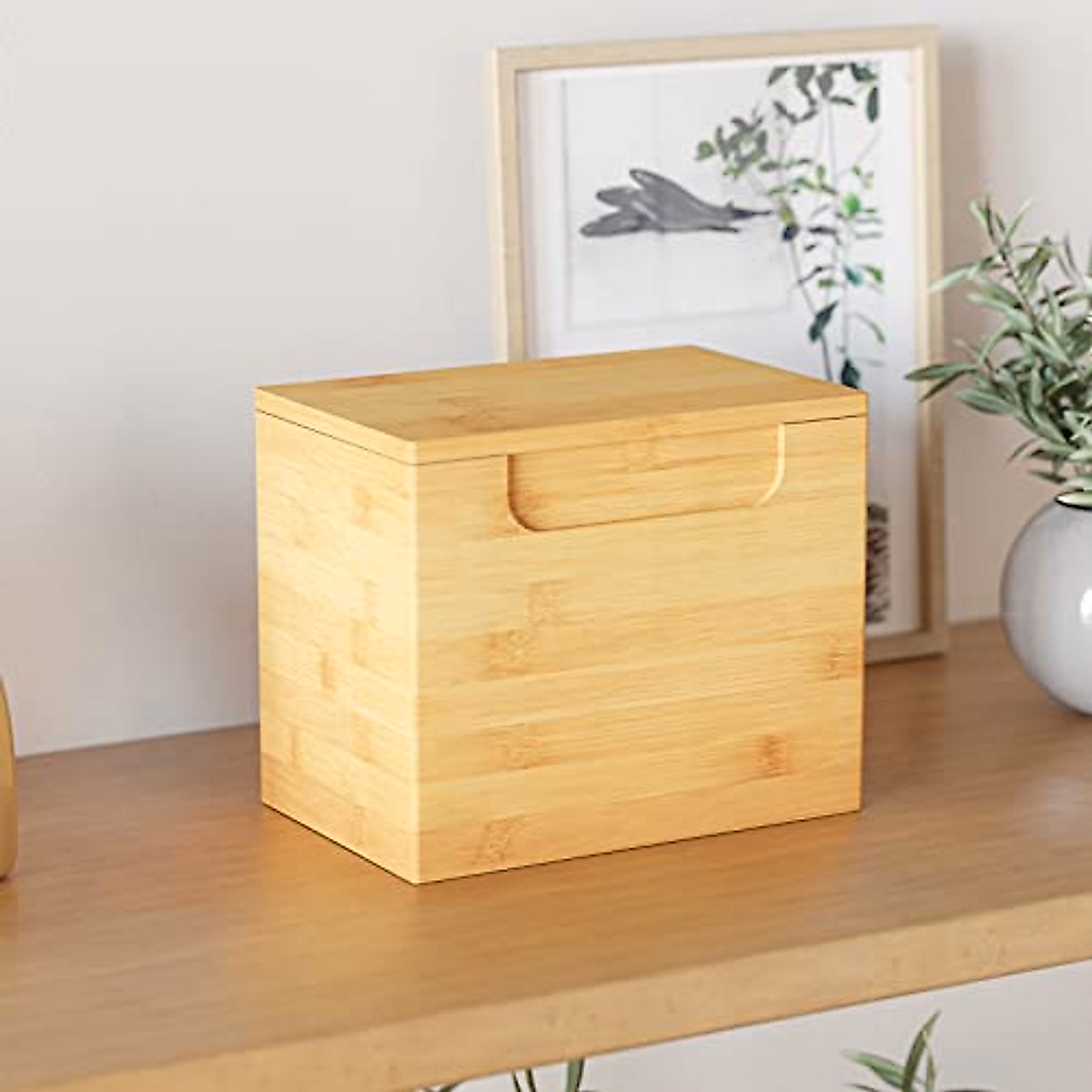 SpaceAid Dryer Sheet Holder with Lid and Labels, Laundry Softener Dryer Sheets Dispenser for Home Laundry Room Farmhouse Decor, Organization and Storage, Bamboo Box Container Organizer