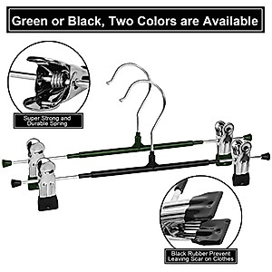 30 Pack Pants Hangers with Clips - POZEAN Clothes Hanger with Adjustable Clips, Skirt Hangers Space Saving for Pants, Skirts, Jeans, Shorts, Kids Clothes and More(Black)