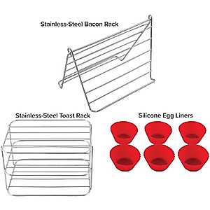 NUWAVE 6 QT Air Fryer Accessories 6 Silicone Egg Liners, a Stainless Steel Toaster Rack and a Stainless Steel Bacon Rack (Breakfast Kit)