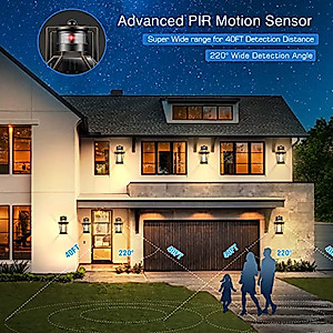 VIANIS Motion Sensor Exterior Light Fixture, 2 Pack Dusk to Dawn Outdoor Light Wall Mount, Anti-Rust Aluminum Outside House Lights,Farmhouse Coach Lantern for Porch, Entryway, Garage, Front Door