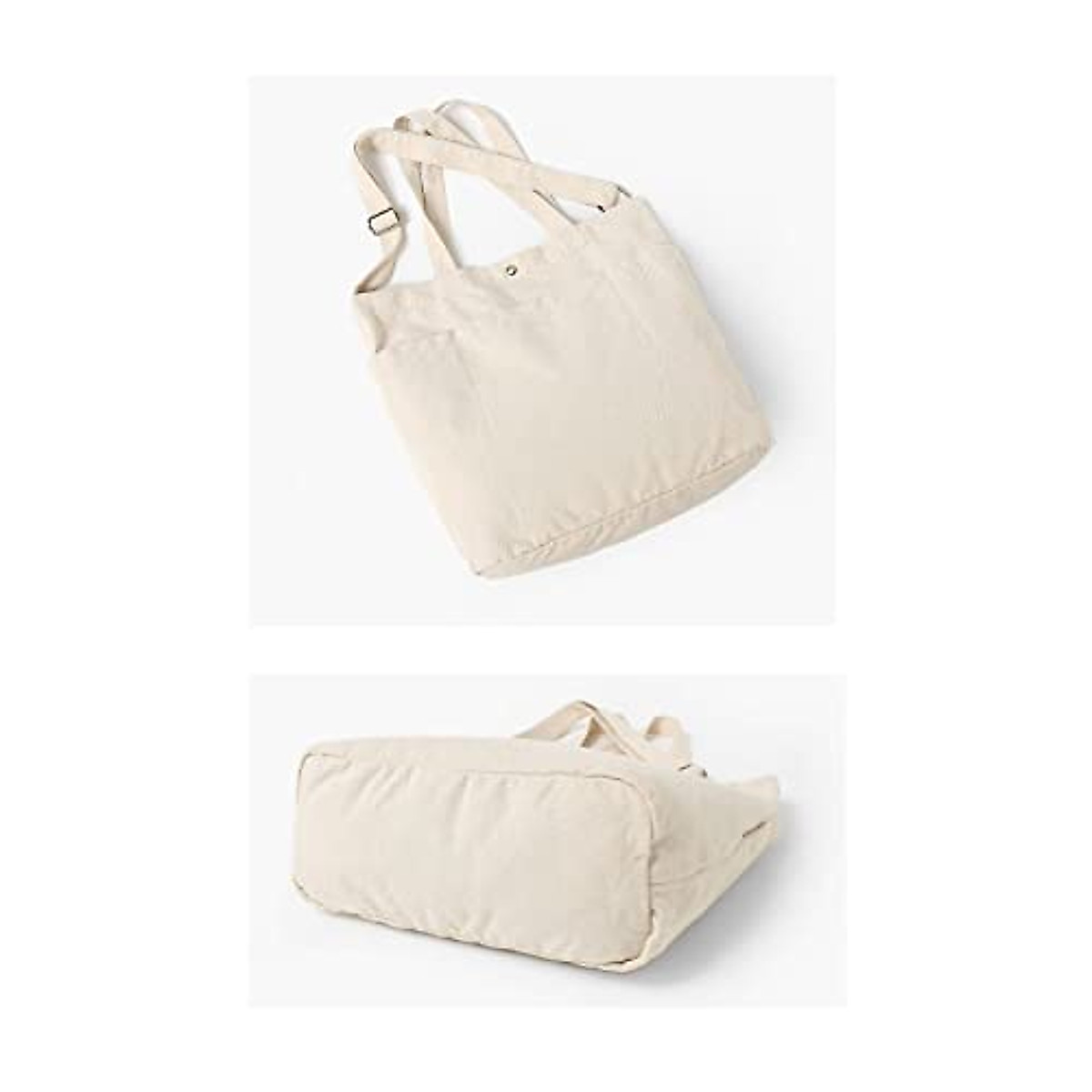 Jeelow Canvas Tote Crossbody Shoulder Bag Handbag Purse With Shoulder Strap For Men & Women (Beige)