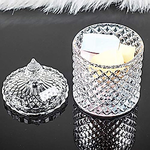 Maypink Crystal Diamond Faceted Jar with Crystal Lid,Suitable as A Candy Dish,Cookie Tin,Biscuit Barrel,Decorative Candy Jar Sugar Bowl (Crystal, Set of 2)