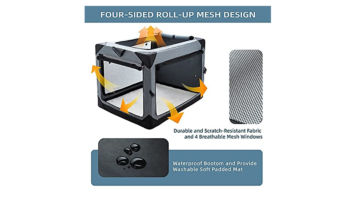 Pettycare 36 Inch Collapsible Soft Dog Crate for Large Dogs