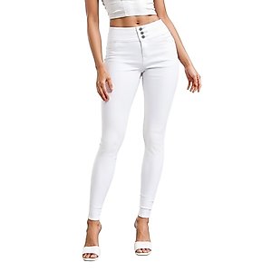 Hybrid & Company Women's Butt Lift V3 Super Comfy Stretch Denim Jeans P45075SK White 11