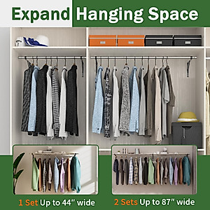 Clothing Rack Wall Mounted - 44 Inch Heavy Duty Detachable Wall Mounted Clothes Rack Garment Bar, Space Saving Multi Purpose Clothes Hanging Rod for Closet Storage Laundry Room Drying Rack - NO SHELF