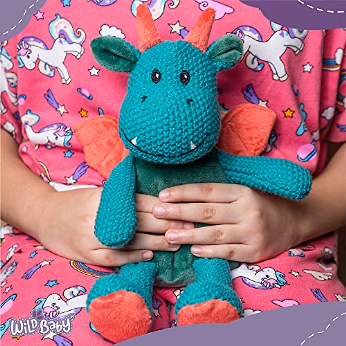 WILD BABY Dragon Weighted Stuffed Animals - Microwavable Animals with Lavender, 10 inch Heatable Plush for Kids - Soft, Cuddly, Warming Stuffed Animal for Baby - Gift Box Ready