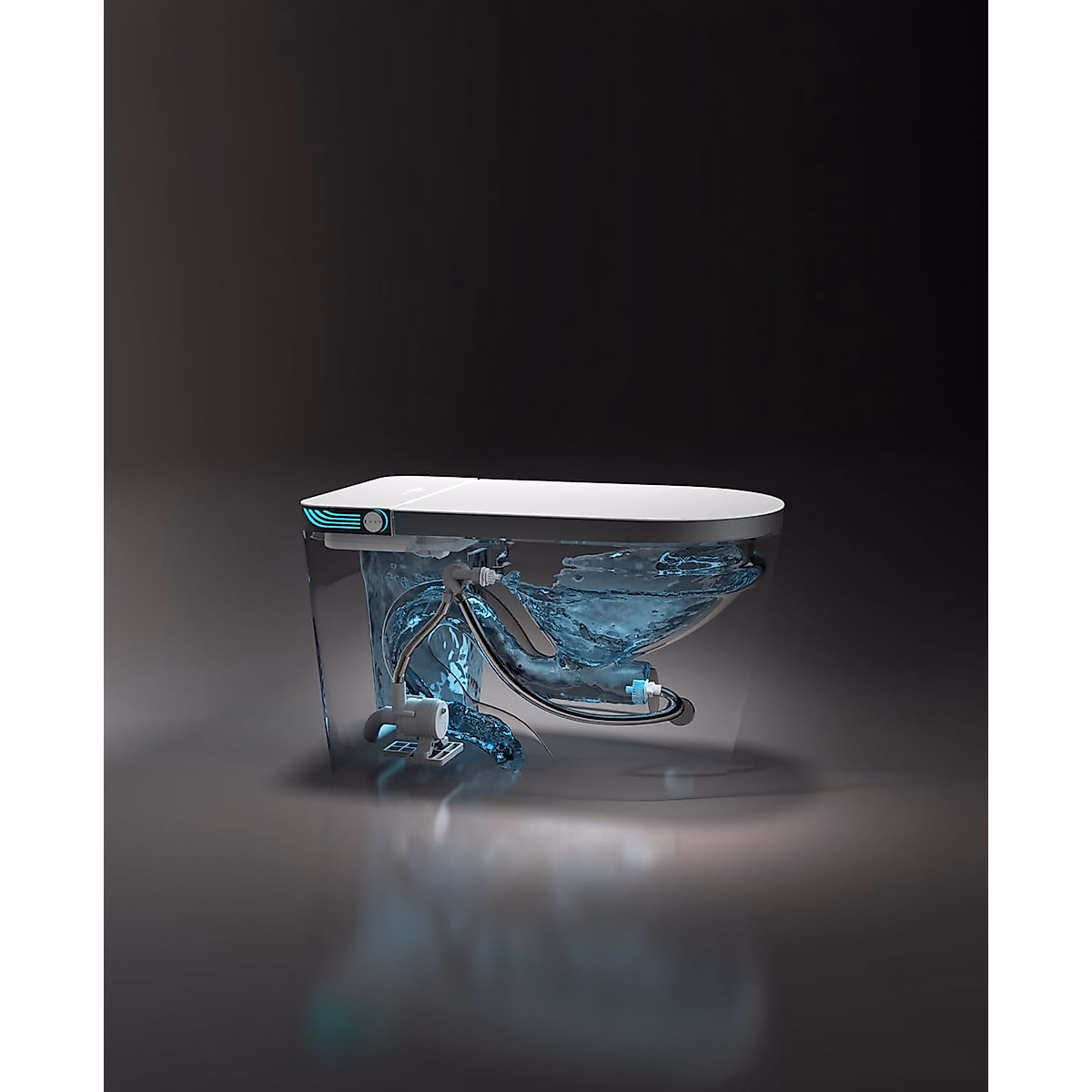 Captiva Smart Bidet Toilet with Voice Command - Fresh Air Filtration System - Heated toilet Seats - Elongated Floor Mount Toilet Smart Concealed Water Tank LED Display - Power Off Flush