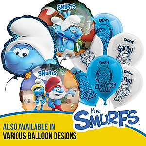 Party Factory `Smurfs' balloon garland of 60 white, blue and yellow latex balloons, 9.8 and 4.7 inch, 157.4 inch balloon ribbon included