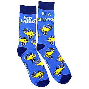 WARNER BROS Ted Lasso 2 pack Men's Dress Crew Socks. 2 pair - Ted Lasso Way & Be a Goldfish - Men Sock Size 10-13 (TG10430)