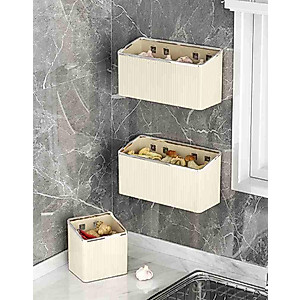 Qushy Floating Shelves Wall Bin Organizer Adhesive Wall Mounted Plastic Storage Organizer No Drilling Hanging Storage Containers Makeup Organizer Shelf for Office, Kitchen, Home