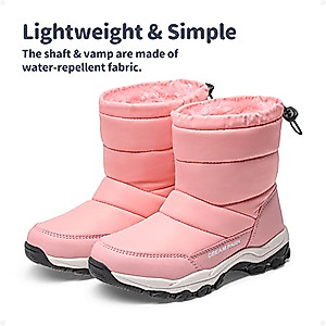 DREAM PAIRS Boys Girls Snow Boots Lightweight Slip Resistant Mid Calf Winter Shoes for Little/Big Kid,Size 2 Little Kid,Pink,SDSB2224K