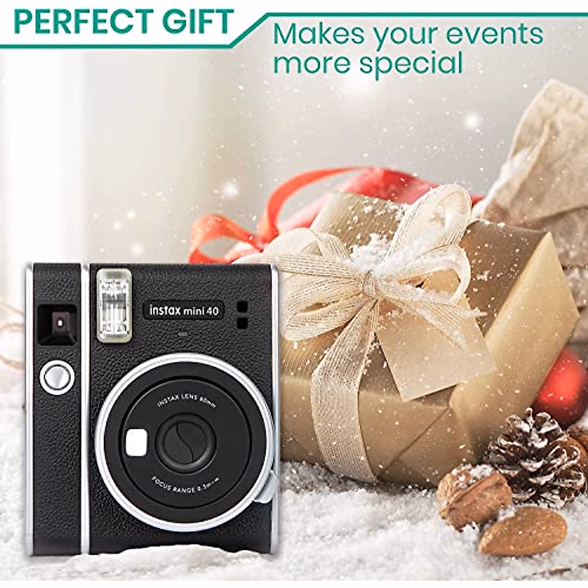 Fujifilm Instax Mini 40 Instant Film Camera with Twin Film Pack (20 Exposures) Bundle (2 Items)