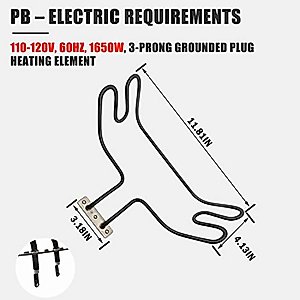 Grill Heating Element Replacement Part for Pit Boss Digital Control Electric Vertical Smoker 2-Series & 3-Series，120v，1650w