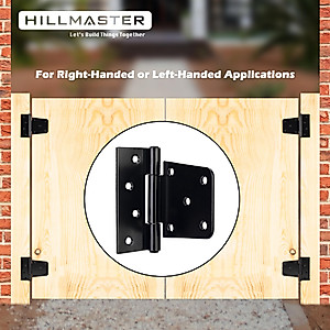 HILLMASTER 3.5 Inch Heavy Duty Gate Hinges Fence Door Hinges Durable Black Gate Strap Hinge for Indoor Outdoor, Gate Hardware Kit for Shed,Wooden Fences,Vinyl Fence Gate,Barn Door,Garage,2 Pack
