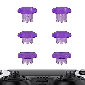 eXtremeRate Clear Atomic Purple Replacement Swappable Thumbsticks for PS5 Edge Controller, Interchangeable Analog Stick Joystick Caps for PS5 Edge Controller - Without Controller & Thumbsticks Base
