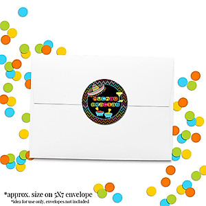 Chip, Dip, and Sip Fiesta Thank You Sticker Labels, 40 2" Party Circle Stickers by AmandaCreation, Great for Party Favors, Envelope Seals & Goodie Bags