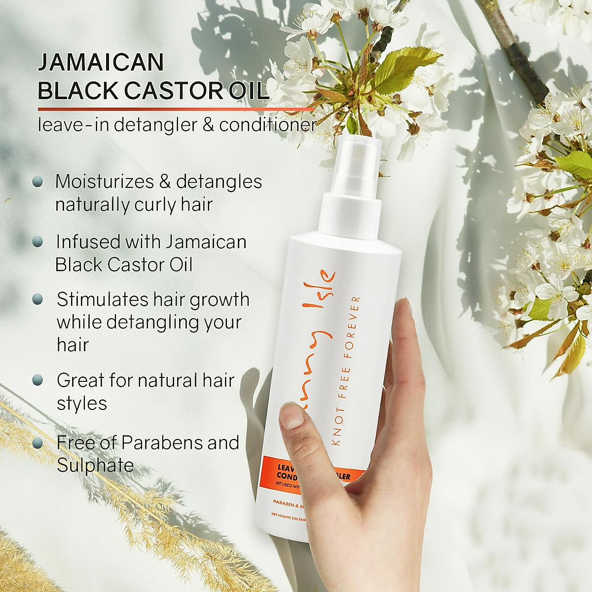 Sunny Isle Jamaican Black Castor Oil Knot Free Forever Leave-In Detangler & Conditioner 8oz (Pack of 2) | Moisturizes & Stimulates Hair Growth | Eliminates Frizz | Men & Women