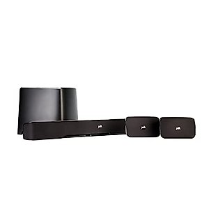 Polk True Surround III 5.1 Channel Wireless Surround Sound System, Includes Sound Bar, L & R Rear Surrounds and 7'' Subwoofer, Dolby Digital Decoding, Built-in Bluetooth, Easy Setup, Black