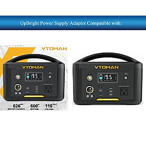 UpBright 12V AC Adapter Compatible with Vtoman Jump 600X 299Wh PS600 600W 626Wh 174000mAh 600 Portable Power Station Solar Generator LiFePO4 Lithium Ion Battery DC Input 12-30V Supply Cord Charger PSU