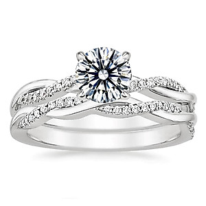 Venetia Twist Vine Pave Realistic 1 2 Carats Simulated Diamond Ring Band Set Hearts Arrows Cut tw2-8