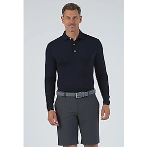 IBKUL Men's Athleisure Wear Sun Protective UPF 50+ Icefil Cooling Tech Long Sleeve Polo 95199 Charcoal Solid L