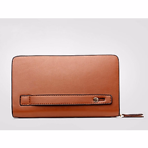 Mens Large Long Leather Clutch Hand Bag Wallet Purse Travel Passport Business Cell Phone Holster Credit Card Holder Case for Dad Husband (Black)