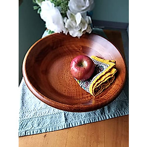 Lipper International Cherry Finished Round Rim Serving Bowls with Server Utensils, 7-Piece Set, Assorted Sizes