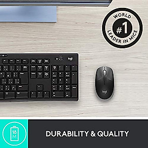 Logitech Wireless Mouse M190 - Full Size Ambidextrous Curve Design, 18-Month Battery with Power Saving Mode, Precise Cursor Control & Scrolling, Wide Scroll Wheel, Thumb Grips - Mid Grey