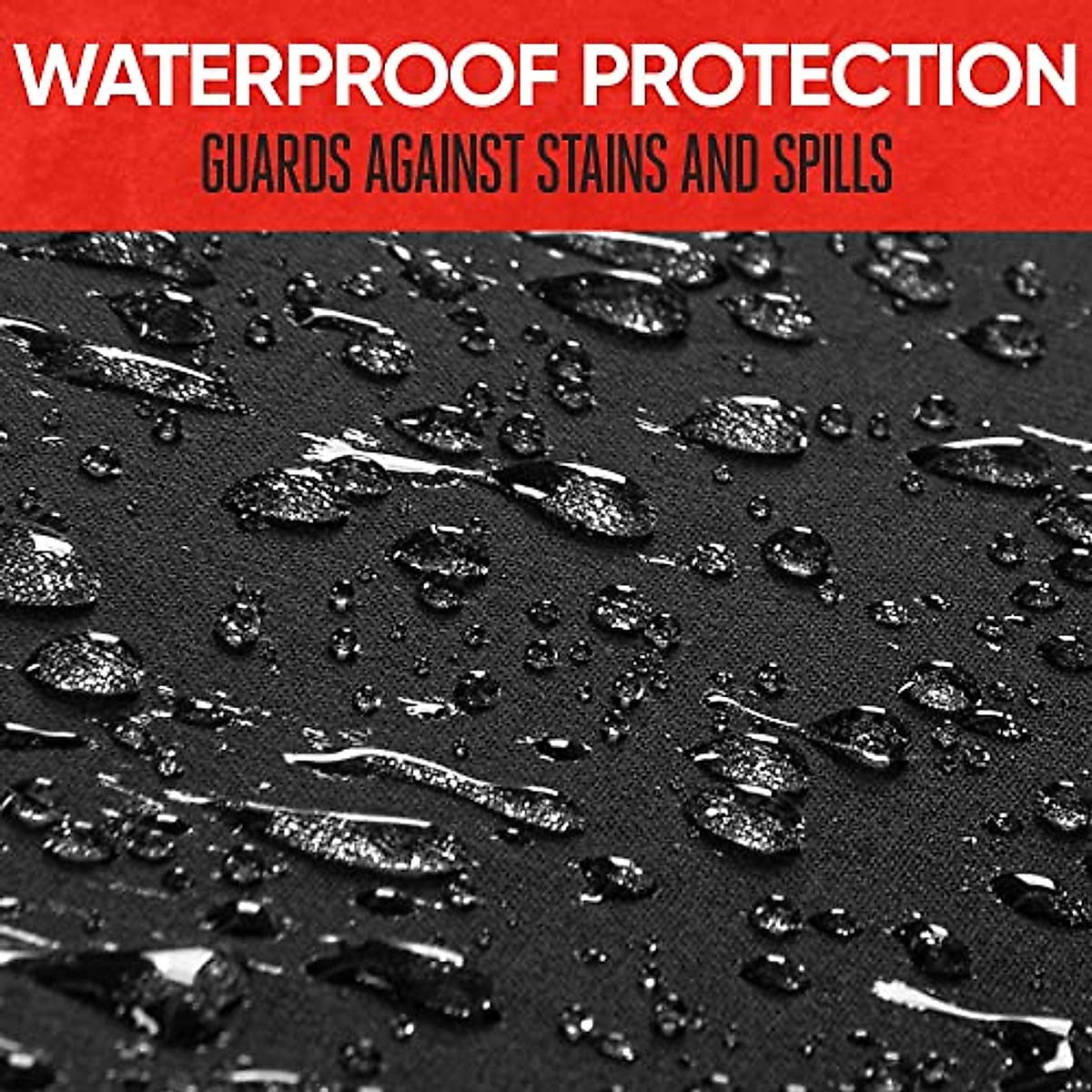 Motor Trend SpillGuard Waterproof Seat Cover, Gray Stitching – Split Bench Rear Seat Protector with Neoprene Padding, for Kids & Dogs, Car Interior Covers