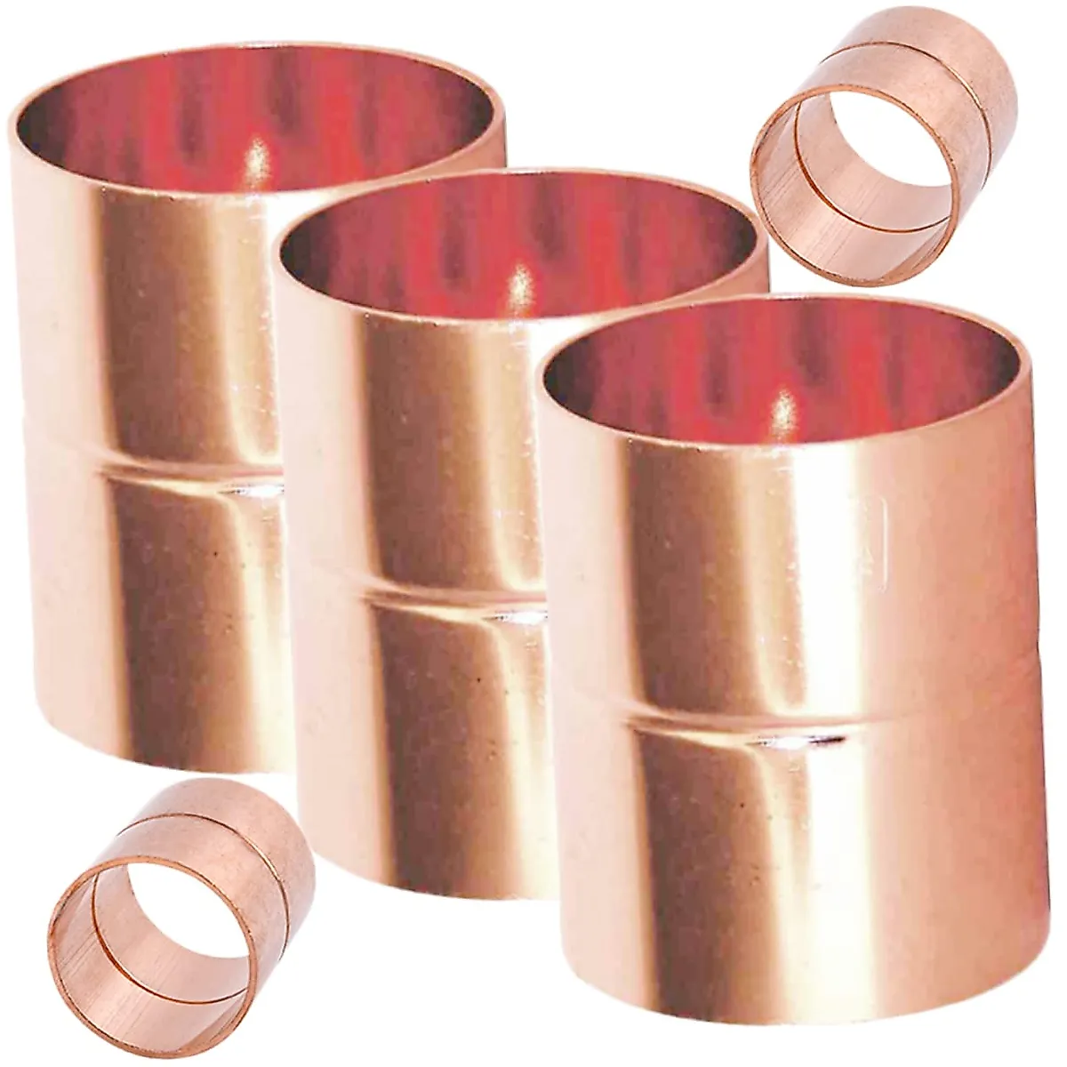 Angoily 15 Pcs Copper Air Conditioning Copper Tube Straight Connector Tubing Coupling Copper Coupling Brass Pushfit Fittings Straight Coupling Brass Fittings Isometric Copper Fittings