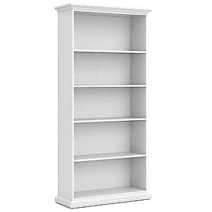 Home Square 5 Shelf Wood Bookcase Set in White (Set of 2)