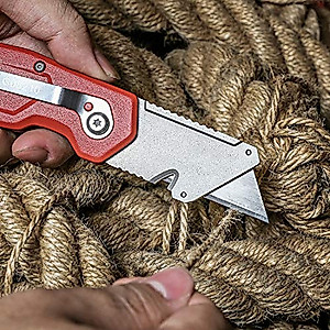 Goldblatt Folding Utility Knife, Quick Change Blade Mechanism & Aluminum Alloy Handle with 10-piece Extra Blades, Pocket Size