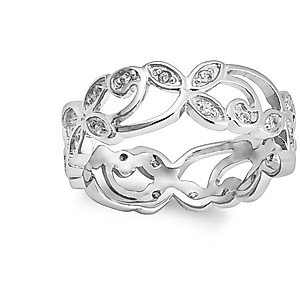 White CZ Stackable Filigree Flower Ring New .925 Sterling Silver Band Size 7