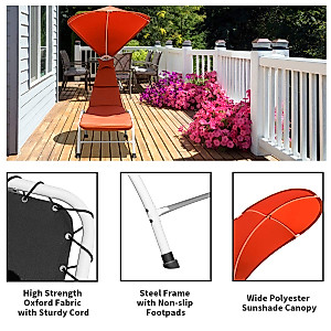 Giantex Chaise Lounger Chair, Arc Stand Porch Swing Hammock Chair w/Canopy, Removable Headrest, Patio Chaise with Cushion, Recliner Chair for Garden Backyard Poolside (Orange)