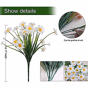 Artificial Flowers 6 Pack White Daisy Fake Flowers UV Resistant Greenery Shrubs Plants Indoor Outside Hanging Planter Home Office Garden Yard Window Box Wedding Decor