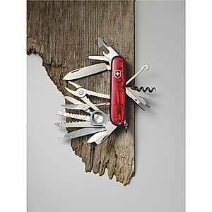 Victorinox Swiss Champ Swiss Army Knife, 33 Functions, Swiss Made Pocket Knife with Large Blade, Screwdriver, Chisel and Combination Pliers - Ruby