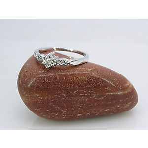 Dazzlingrock Collection 0.05 Carat Round White Diamond Flower Marquise illusion Set Ring for Women in 925 Sterling Silver Size 6