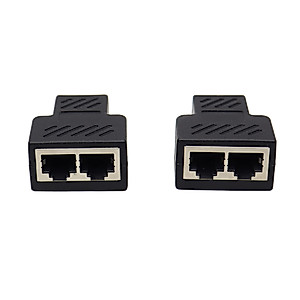 ZUYOOK Ethernet Cable RJ45 Splitter Adapter 1 to 2 Double Contact Modular Plug Connect(Can't Run Both at The Same TIME) LAN Network Internet Splitter 1 to 2 for Cat 5/6/7 Cable（2 Pack）