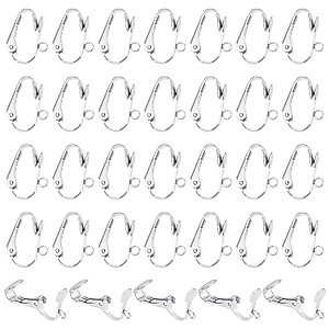 UNICRAFTALE 50Pcs Clip-on Earrings Findings Stainless Steel Clip-on Earring Non-Piercing Earrings Ear Clip Earring DIY Clip-on Earrings for Jewelry Making 16mm