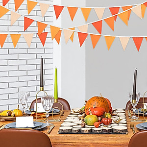 jijAcraft 39Ft Fall Banner Decorations Triangle Fabric Pennant Flag, 42 Pcs Fall Decor Thanksgiving Day Harvest Autumn Party Home Outdoor Garden Hanging Wedding Birthday Decoration (Orange)