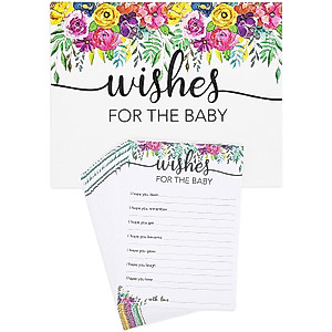 Juvale 50-Count Baby Shower Guest Activity Cards - Wishes for Baby - 5 x 7 Inches