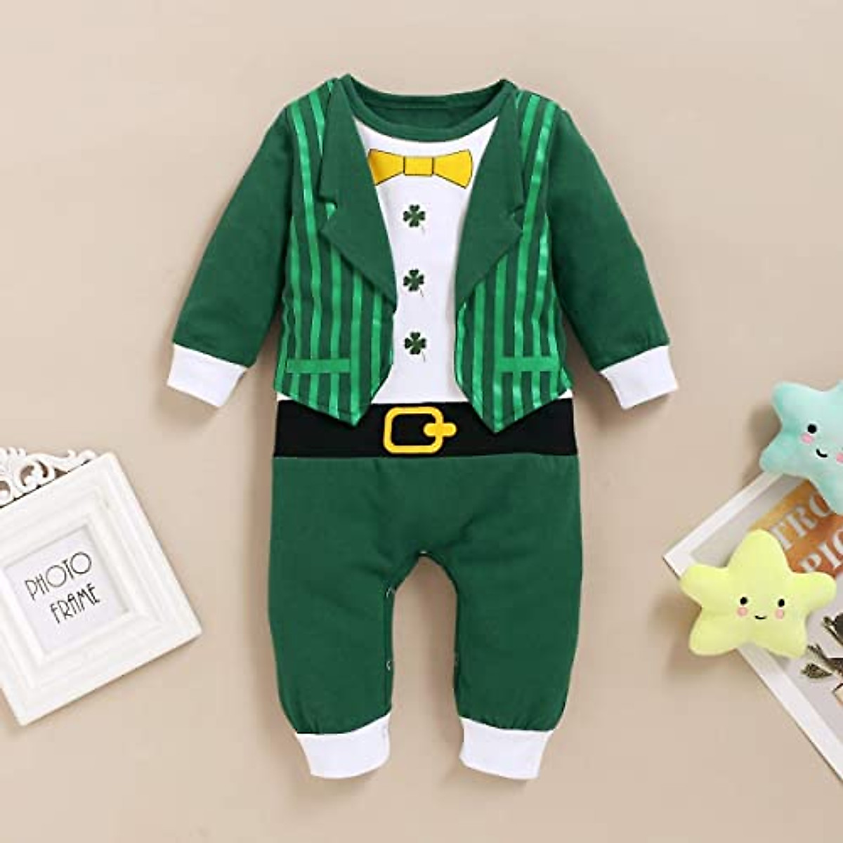 Singcoco Mutiggee Baby Boys St.Patrick's Day shamrock Romper (Green,6-12 Months)